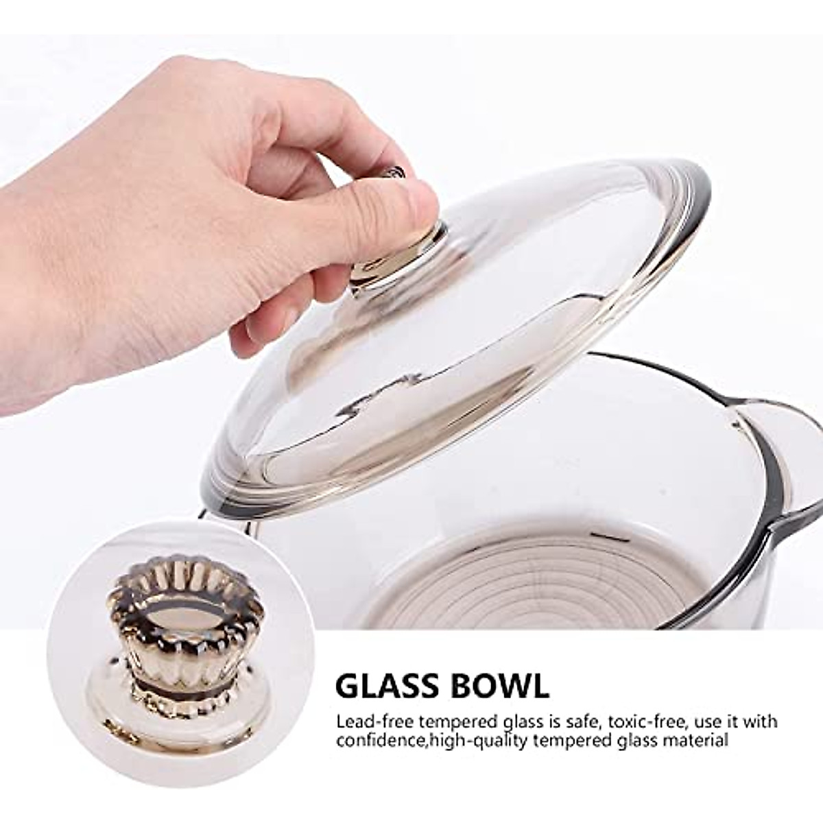 Glass Saucepan with Cover Heat-Resistant Glass Pot and Pan with Lid, Clear Glass Cooking Pot Cookware Set for Pasta, Noodle, Soup & Baby Food