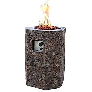 MODENO Fire Pit Outdoor Furniture Decoration Basalt Fire Column Brand, Backyard Furniture, 40,000 BTU Auto-Ignition, Stainless Steel Burner, Lava Rock Included