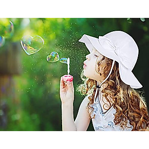 Baby Girl Sun Hat with UPF 50+ Outdoor Adjustable Beach Hat with Wide Brim Bucket Hats (0-6 Months, 1pcs-White, 0_Month)