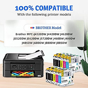 Topkolor Compatible Brother lC203 Ink Cartridge Replacement for Brother LC203XL LC201XL LC203 LC201 to use with MFC-J480DW J880DW J4420DW J680DW J885DW (4 Black, 2 Cyan, 2 Magenta, 2 Yellow)