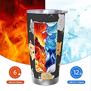 AYCZN Cute Cat Purr 20 OZ Tumbler Stainless Steel Travel Coffee Mug, Animal Kitten Insulated Water Bottle with Lid Leakproof Thermal Cup