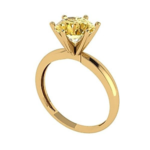 Clara Pucci 2.0 ct Round Cut Solitaire Natural Yellow Citrine gemstone Bridal Designer Anniversary Engagement Ring in 14k yellow Gold