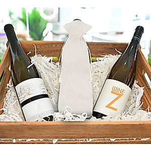 BannerBuzz Canvas Wine Bag Made of 100% Biodegradable Canvas Material With 4 Oz Weight (6.5" W x 14" H, Off White)