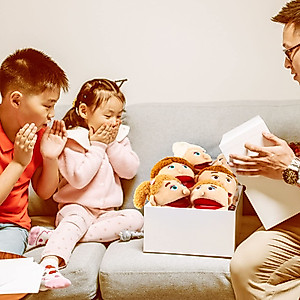 6 Pcs Family Hand Puppets 12 Inch Grandparents, Mom & Dad, Brother & Sister Plush Hand Puppet Toys Role-Play Toy Puppets for Kids Storytelling Imaginative Pretend Play Teaching Preschool(6 Family A)