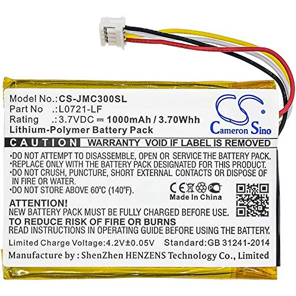 XPS Replacement Battery for JBL Clip 3, Clip 3AN, Clip 3SAND PN L0721-LF