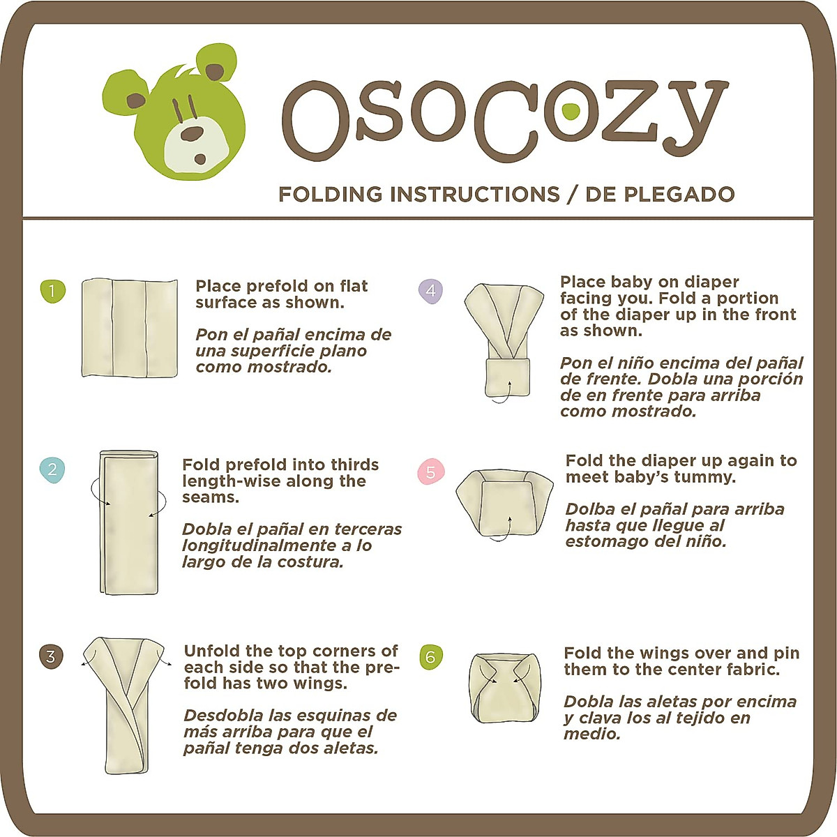OsoCozy Economy Prefold Cloth Diaper Package - 3 Dozen Infant 4x8x4 Unbleached 100% Cotton Prefold Diapers (7-15 lbs) & 4 One-Size Diaper Covers (2 Blueberry and 2 Green)