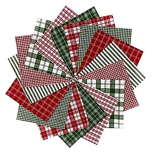 40+ Merry Christmas Charm Pack Red Green, 6 inch Precut Cotton Homespun Fabric Squares by JCS
