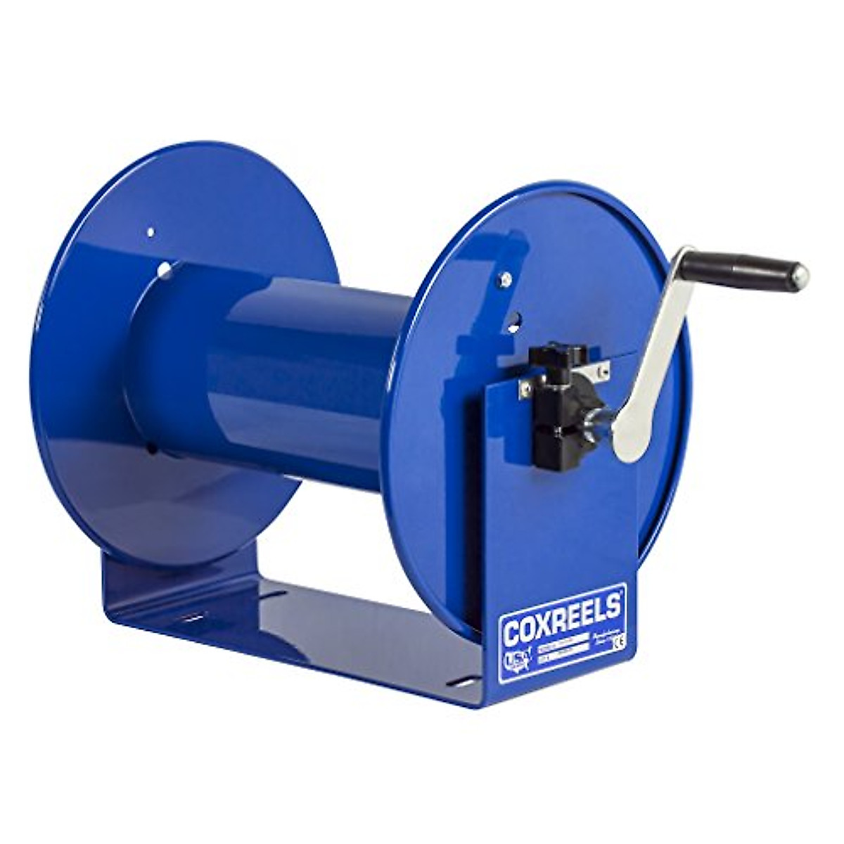 Coxreels 112-3-100 Hand Crank Hose Reel | Spool for Coiling Hoses and Cables | Rotating Storage Reel with Hand Crank | Steel Hose Reel | Fits 3/8'' x 100' Hose | 12” x 18.25” x 13”