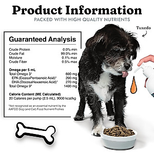 Salmon Oil for Dogs & Cats - Healthy Skin & Coat, Fish Oil, Omega 3 EPA DHA, Liquid Food Supplement for Pets, Supports Joint & Bone Health, Natural Allergy & Inflammation Defense, 16 oz