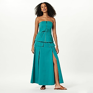 The Drop Women's Strapless Zip Front Top with Belt by @iamgr8lesha, Deep Lake, M