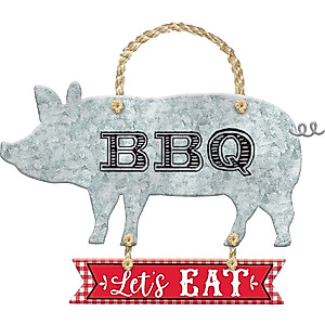 Amscan BBQ Let's Eat Metal Hanging Yard Sign - 13" | Great Kitchen Signs Wall Decor, Perfect For Party Decorations, Home Decor, and Party Supplies | 1 Pc.