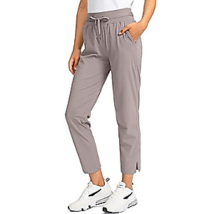 Soothfeel Women's Golf Pants with 4 Pockets 7/8 Stretch High Wasited Travel Athletic Work Pants for Women Dusty Grey