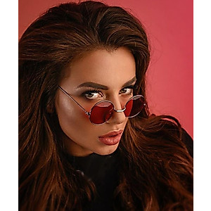 SORVNIO Round Retro Sunglasses Men Women Vintage Small Circle Red Black Hippie Style Sun Glasses