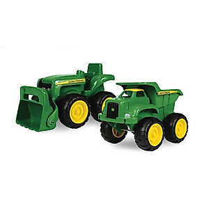 John Deere Sandbox Toys - Includes Dump Truck Toy and Tractor Toy with Loader, Kids Outdoor Toys - Easter Gifts for Kids, Frustration Free Packaging ,Green, Ages 18 Months and Up, 2 Count ( Pack of 1)