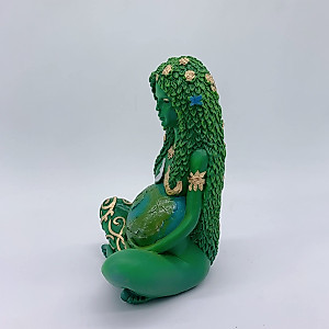 Mother Earth Goddess Statue, Millennial Gaia Statue Mother Earth Art Statue Polyresin Figurine , Retro Home and Garden Decorative Figurine (Green)