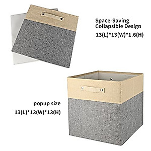 Awekris Storage Cubes, 13 Inch Foldable Storage Bins with Sturdy Handles, 3 Pack Fabric Clothes Organizer Storage Baskets for Home Office Closet, Clothes, Toys, Beige