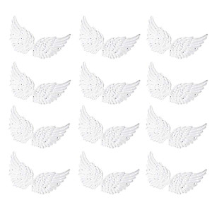 UUYYEO 12 Pcs Small Angel Wings Fabric Wings Applique Patches for DIY Crafts White