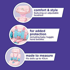 Casdon Baby Huggles Toys - Pink Booster Seat - Car Seat For Dolls with Adjustable Headrest & Buckles - Fits Dolls Sizes Up to 14" - Suitable for Preschool Toys - Playset for Children Aged 3+