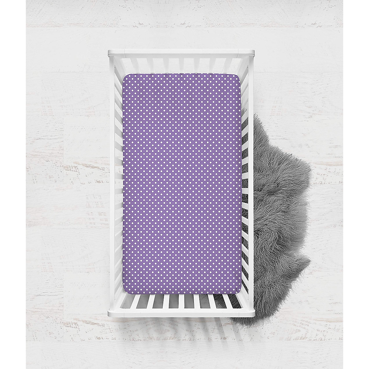 Bacati - 2 Pack Mix and Match Pin Dots Girls 100% Cotton Universal Baby US Standard Crib or Toddler Bed Fitted Sheets (Pin Dots, Purple)