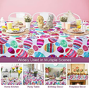 SoarDream Easter Tablecloth Rectangle 57x84 Inches Colorful Eggs Printed Table Linen Happy Funny Table Cover Spring Outdoor Party Table Decoration