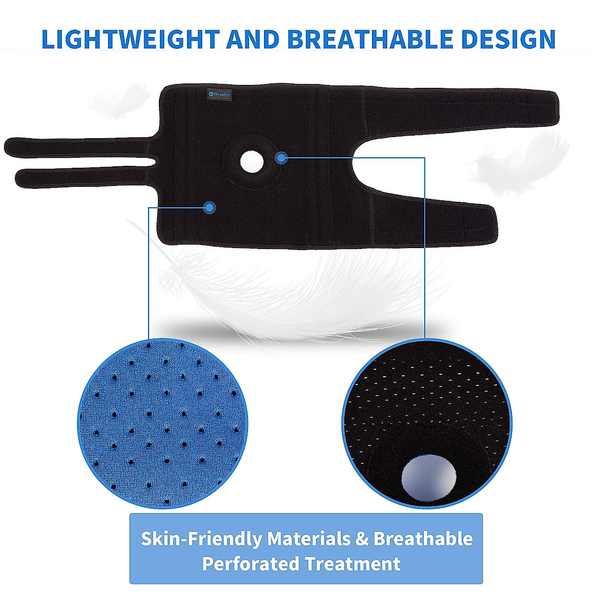 Nvorliy Plus Size Knee Brace for Knee Pain, Extra Large Knee Brace for Women and Men, Adjustable Knee Support with Side Stabilizers for Knee Pain Relief, Arthritis, ACL, LCL, MCL, Injury Recovery