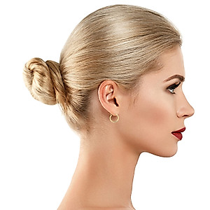 AVORA 3-Pair 10K Yellow Gold Classic Polished 2mm Tube Hoop Earrings Set