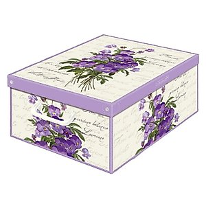 Kanguru Decorative Storage Box with Handles and Lid Collection Violette, Fragrant, Scented Violet, LARGE