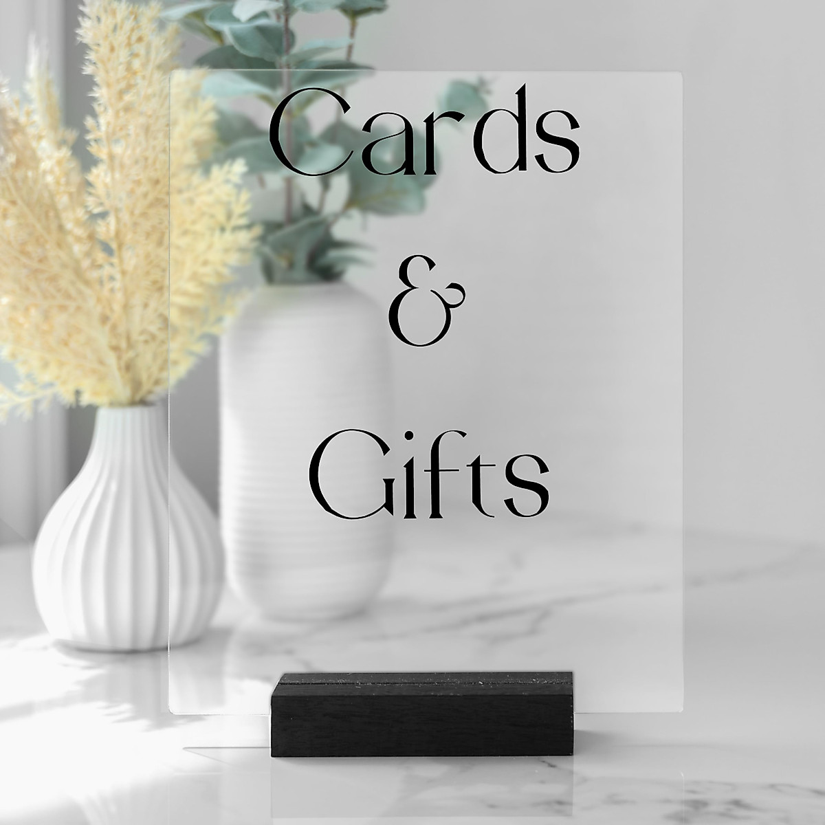 Ilyapa Acrylic Sign Holders with Wood Stands, 4 Pack - 8x10 Inch Blank Table Numbers Set for Wedding, Eye Catching Table Numbers for Wedding Reception