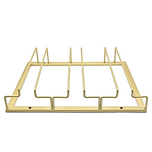 Hoshen Goblet Wine Glass Rack, 11.8 inches Under Cabinet Wine Wine Glass Rack, Glass Storage Rack, Bar Hanging Wine Wine Glass Rack, (3 Rows) Gold