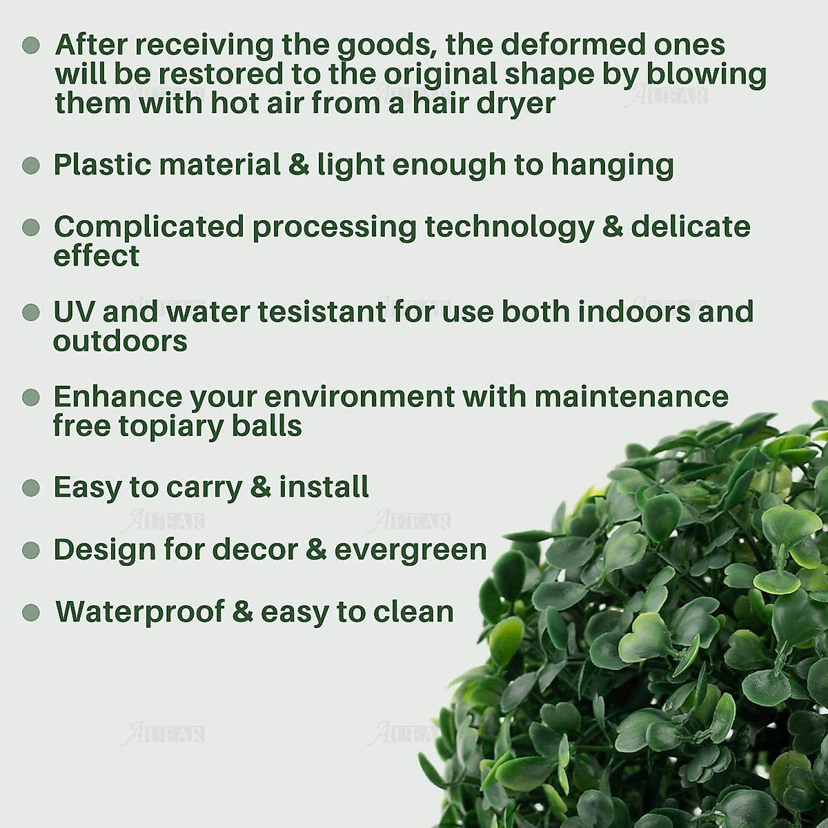 AUEAR, Artificial Boxwood Topiary Plant Balls Decorative for Table Decoration Garden Wedding Decor (7 Inch Diameter, 2 Pack)