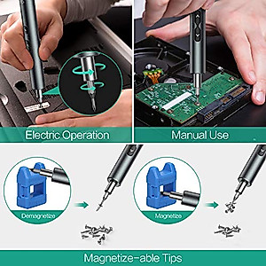 ORIA Electric Screwdriver, 28 in 1 Electric Screwdriver with 24 Precision Bits, (Newest) Rechargeable Mini Electric Screwdriver, Type-C Charging, LED Lights for Smartphones, PC