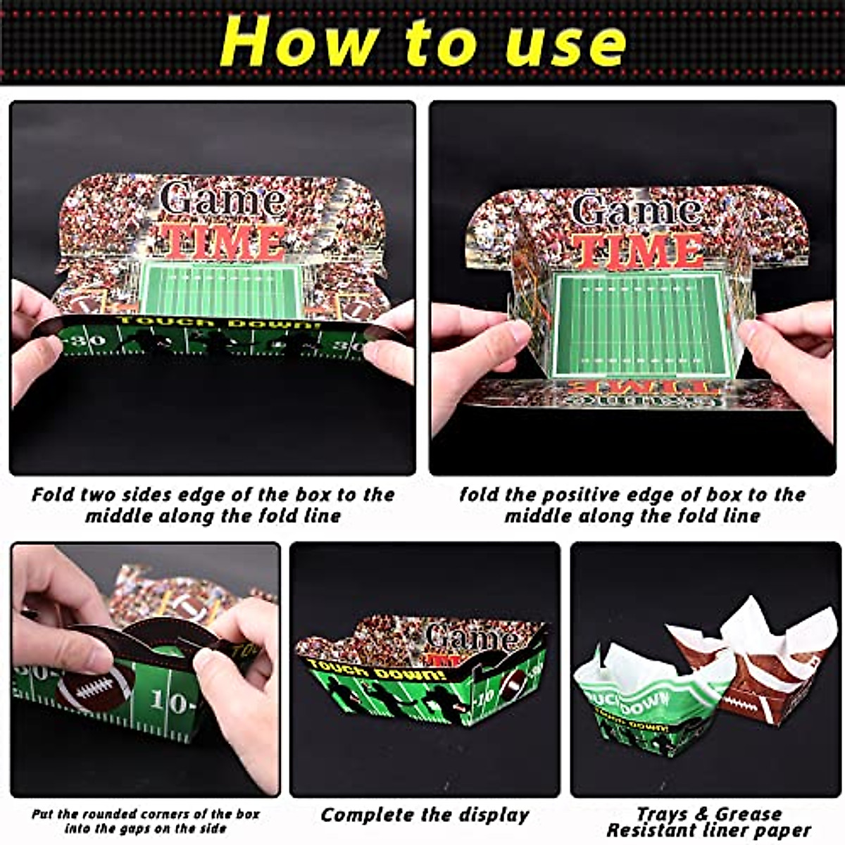 100 Pieces Football Py Supplies Football Food Paper Trays Serving Disposable and Football Deli Sheets Rugby Football Grease Resistant Liner for Football Game Day Birthday Tailgate Party Supplies