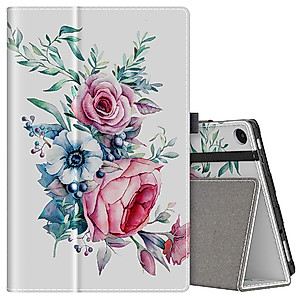 Vori Case for Amazon Fire HD 10 Tablet (9th/7th/5th Generation,2019/2017/2015 Release) - Premium PU Leather Slim Fit Smart Stand Cover with Auto Wake/Sleep for Fire HD 10.1" Tablet, Peony