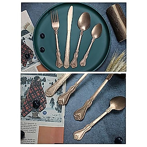 Silverware Set for 8 Flatware Cutlery Unique Retro Luxury Stainless Steel Tableware Utensil Set Knives Forks Spoons,Dinnerware Sets for Party Kitchen 40-piece