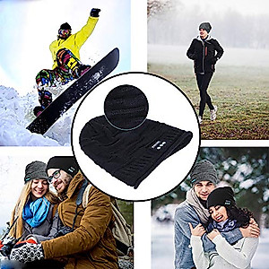 Bluetooth Beanie Hat 5.0 Wireless Headphones Music Hats with Built-in Microphone Winter Hat Warm Ski Cap for Men Women (012-Grey)
