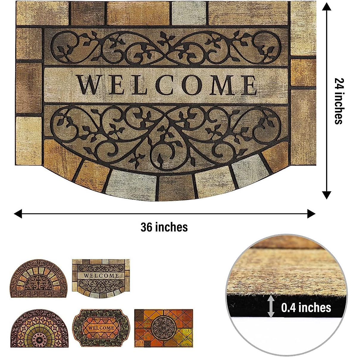 MTOUOCK Durable Welcome Door Mats, 24"x36" Heavy-Duty Large Welcome Mats for Front Door with Non-Slip Rubber Backing, Door Mats for Outside Entry, Front Door Mat for Garage, Patio, High Traffic Area