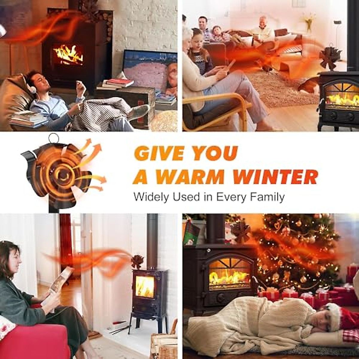 LESHP Heat Powered Fan 5 Blades Wood Stove Fan Fireplace Fan,Heat Powered Stove Fan for Wood Burning Stove/Log Burner/Fireplace/Buddy Heater/Wood Stove Accessories