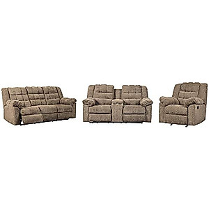 Signature Design by Ashley Workhorse Oversized Manual Reclining Sofa, Light Brown