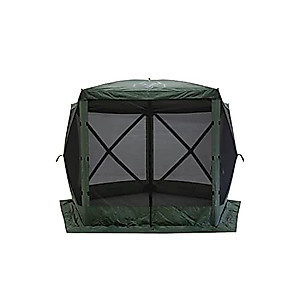 Gazelle Tents™, G5 5-Sided Portable Gazebo, Easy Pop-Up Hub Screen Tent, Waterproof, UV Resistant, 4-Person & Table, Alpine Green, 85" x 115" x 106", GK909 Includes FREE 3 pack of wind panels