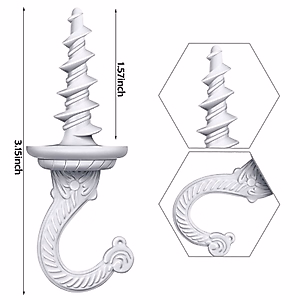 Ripeng Swag Ceiling Hooks Wall Hook Heavy Duty Swag Hook Indoor Outdoor for Hanging Plants Chandelier(White, 4 Pieces)