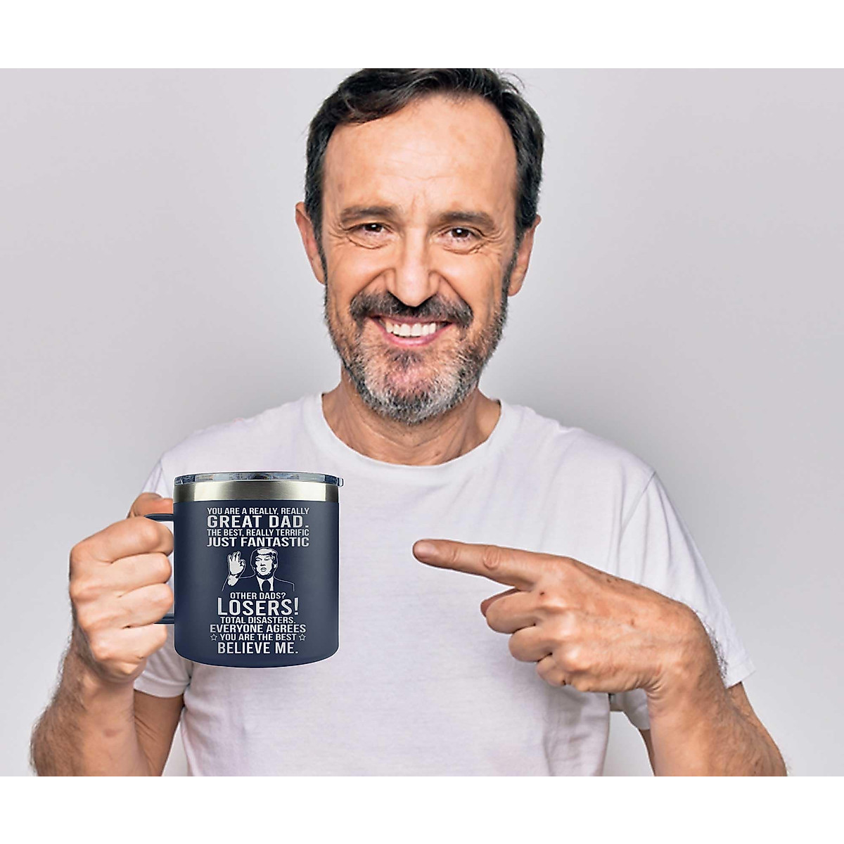 AMAZPRINTS Gifts for dad from Daughter, Son, Kids - Dad Gifts for Fathers Day, Christmas - Father gifts from Kids - Dads Birthday Gift - 14oz Stainless Steel Dad Coffee Mug – Insulated