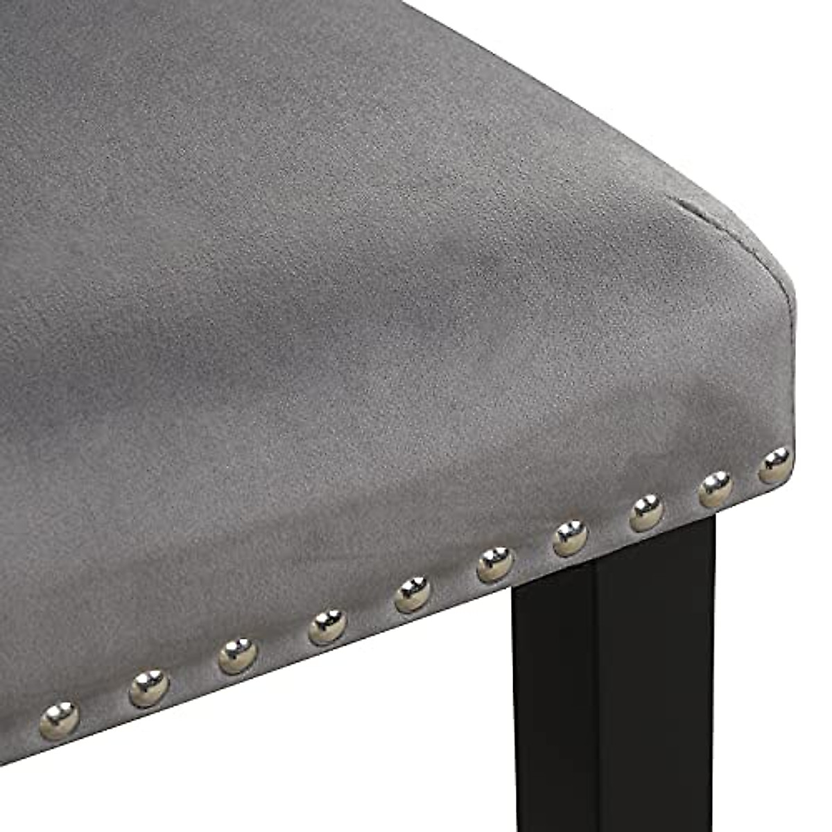 Homsof 7-Piece Set with 1 Faux Marble Dining Rectangular Table and 6 Upholstered-Seat Chairs, Gray+White 3