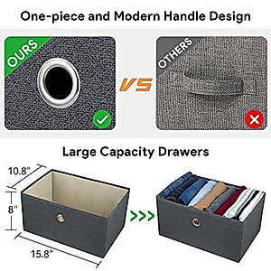 Camabel 28” Vertical Dresser Storage Tower with 3 Drawers Large Capacity Fabric Nightstand Drawer with Sturdy Steel Frame and Rustproof Wood Top Organizer Unit for Living Room Bedroom Hallway Closet