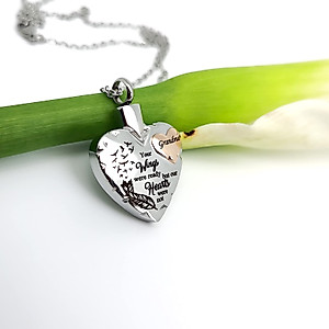 LuxglitterLin Heart Urn Necklace for Ashes Uncle Cremation Memorial Keepsake Jewelry for Uncle -Your Wings were Ready My Heart was Not