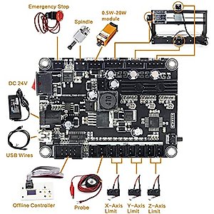 CNCTOPBAOS 3 Axis GRBL Control Board USB Port CNC Router Controller Board grbl 1.1f with GRBL Offline Controller Remote Hand Control for CNC Engraving Milling Machine Mini DIY 1610 CNC 3018 PRO