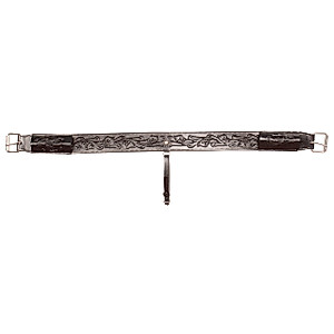 Acerugs REAR CINCHES for WESTERN SADDLES HORSE BUCKING STRAP BACK GIRTH PREMIUM SMOOTH LEATHER with BILLET KEEPERS (Black Tooled)