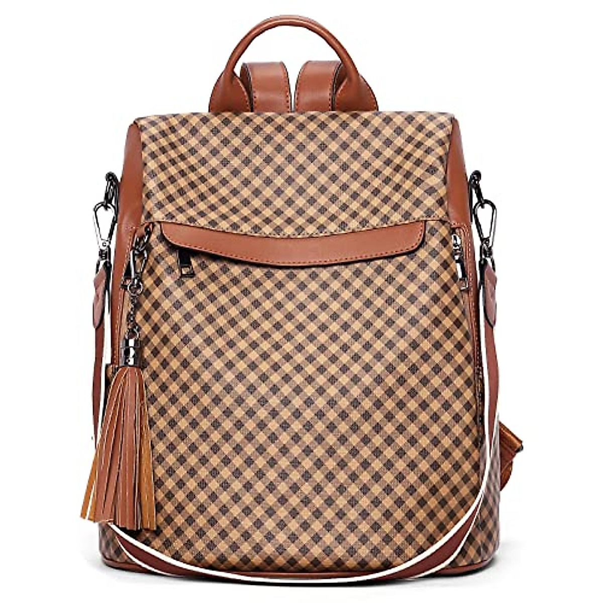 Telena Backpack Purse for Women, PU Leather Anti Theft Travel Purse Shoulder Bags with Tassel