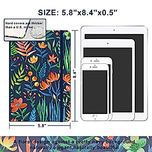 Lemome Home Journal/Ruled Notebook - Hardcover Ruled Journal with Premium Thick Paper, 5.8" x 8.4", Back Pocket + Bookmark + Round Corner Paper + Banded - Navy Floral