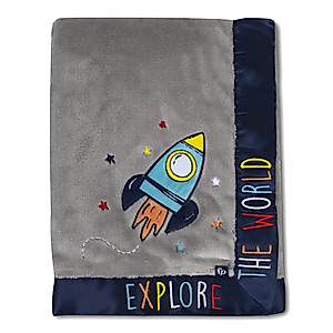 Fisher-Price Baby Blanket Space Explorer Collection Fleece Baby Blanket with Satin Trim for Baby Boys