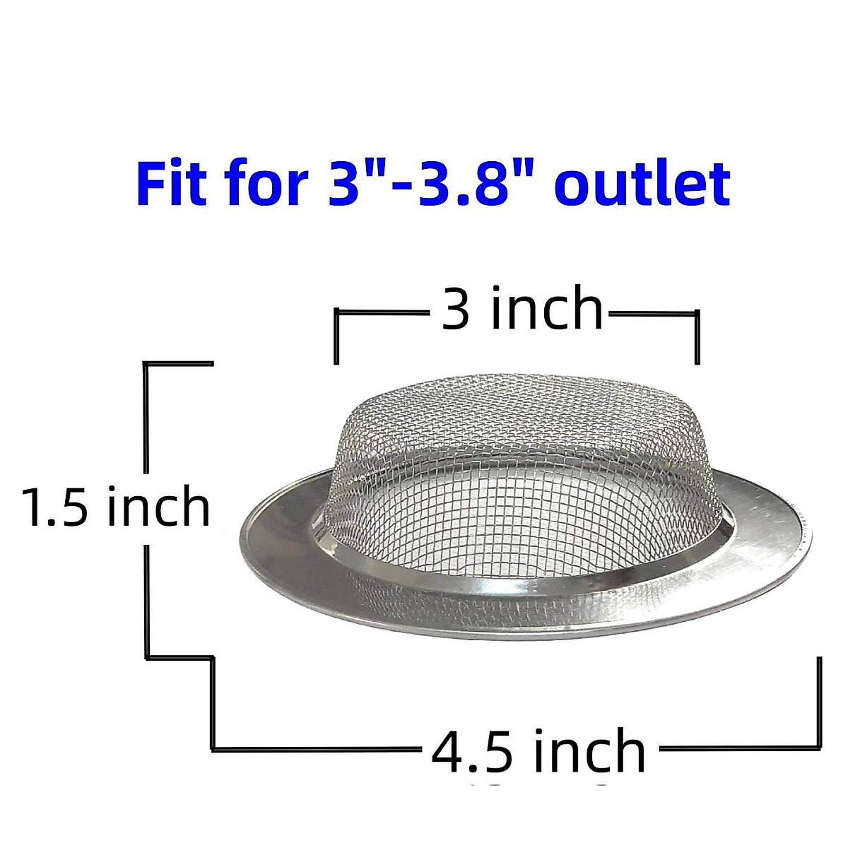 2 Pack 4.5" Kitchen Sink Drain Strainers, Stainless Steel Drain Cover with Anti Clogging Mesh, Thicken Edge